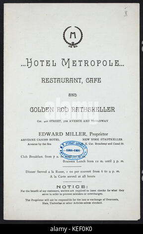 This is the daily menu for the Hotel Metropole and Golden Rod ...