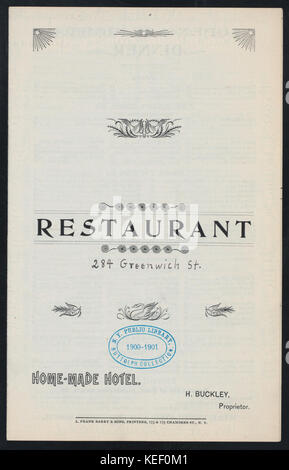 REGULAR MENU (held by) HOME MADE HOTEL (at) 284 GREENWICH ST., NY ...