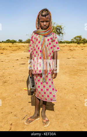Chad. 27th Sep, 2016. A Wodaabe woman wearing plastic beads and ...