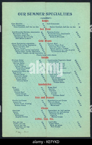 Menu held by Boston Oyster House in Boston, MA, issued in 1900., Folder ...