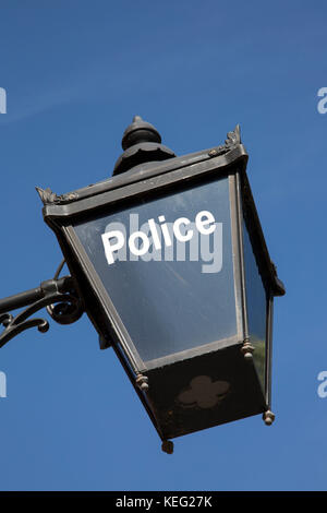 Blue Police Sign against Sky Background Stock Photo - Alamy