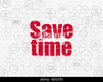 Timeline concept: Save Time on wall background Stock Photo - Alamy