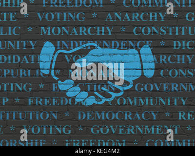 Political concept: Handshake on wall background Stock Photo - Alamy