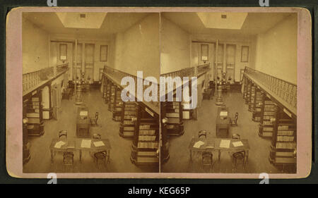 Interior of a library, possibly at Elyria., Lee, Chas. F. (Charles F ...