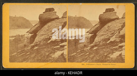 A stereoscopic view of Jefferson Rock at Harper's Ferry, showing the ...