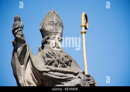 Saint Augustin statue, on Charles Bridge, Prague , The statue depicts a ...