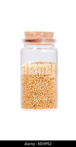 yellow mustard seeds in glass bowl isolated on white background Stock ...