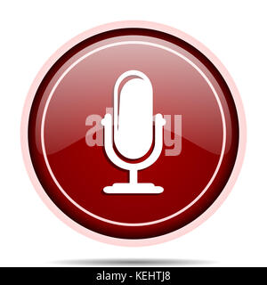 Mic icon isolated on glossy orange round button abstract illustration ...