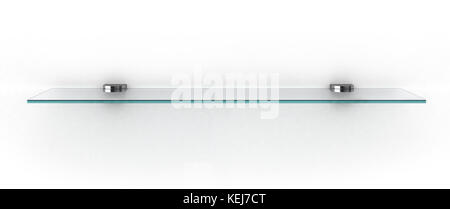 empty glass shelf isolated on white wall Stock Photo - Alamy
