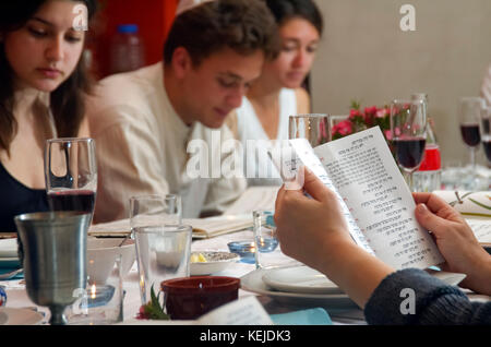 Traditional sedder table set for a Jewish Festive meal on Passover The ...