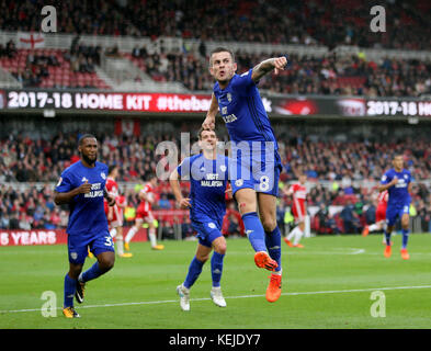 Cardiff City's Joe Ralls celebrates scoring his side's first goal of ...