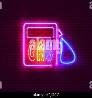 Gas station neon sign Stock Vector Image & Art - Alamy