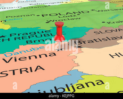 Austria, Vienna - capital city, pinned on political map Stock Photo - Alamy