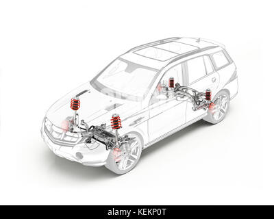 Suv car technical cutaway, cross section Stock Photo - Alamy