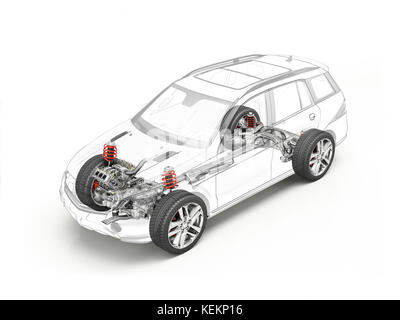 Suv car technical cutaway, cross section. Top view Stock Photo - Alamy