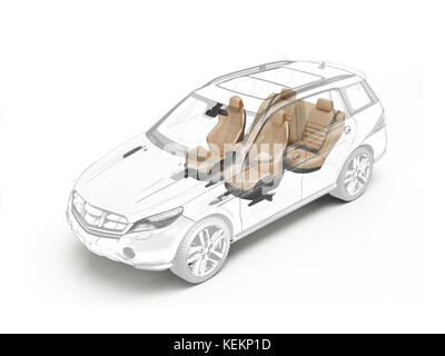 Suv car technical cutaway, cross section Stock Photo - Alamy