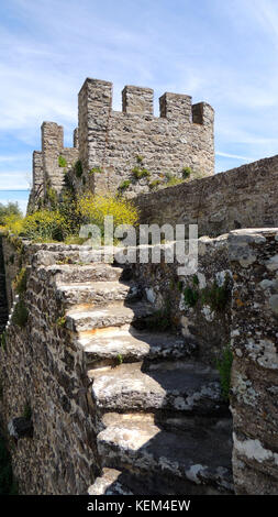 The walls and fortifications of Evora Monte, a walled town in the ...