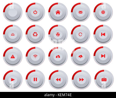 illustration of play push buttons on isolated background Stock Photo ...