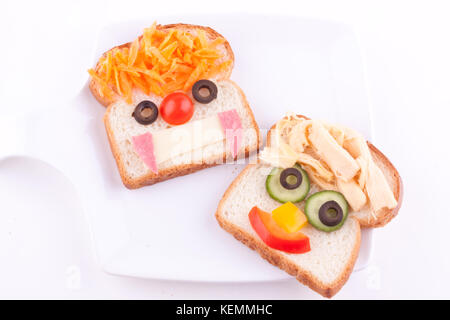 face shape open sandwiches Stock Photo - Alamy