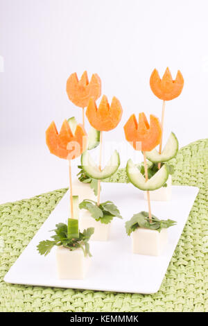 appetizer, carrot,cucumber and cheese with flower shape Stock Photo - Alamy