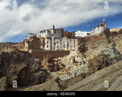 Buddhist monastery of Basgo Gonpa: the white buildings of the monastery ...
