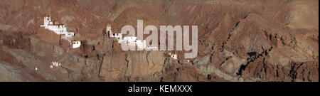 Buddhist monastery of Basgo Gonpa: the white buildings of the monastery ...