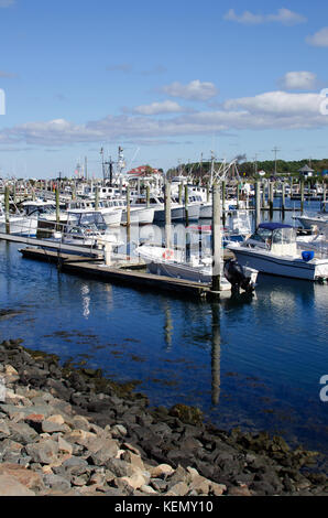 Sandwich Marina on Cape Cod, Massachusetts with many docked boats and ...