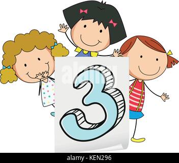 Illustration of a flashcard number three Stock Vector Image & Art - Alamy