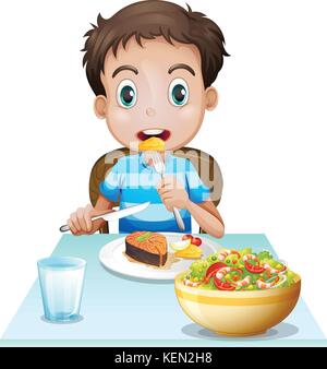 Cartoon of Hungry Man With Fork and Knife Waiting for Food Stock Vector ...