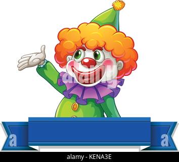 Funny cartoon clown with hands up. Vector illustration in flat style ...