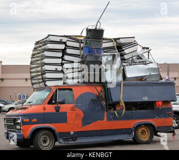Van used for the collection of scrap metal for recycling, Wales, UK ...