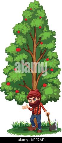 Vector illustration of Boy with axe cartoon Stock Vector Art ...