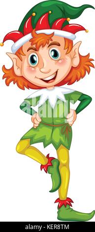Single character of elf on white background illustration Stock Vector ...