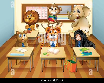 Illustration of many animals in a classroom Stock Vector Image & Art ...