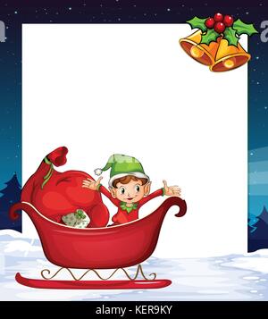 Border template with christmas elf and presents illustration Stock ...