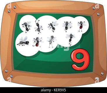 A cartoon illustration of the number nine with an insect theme Stock ...