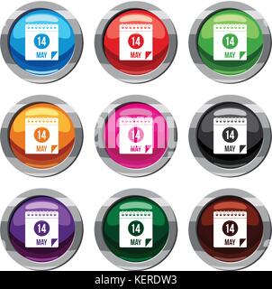 Spiral calendar page 14th of May icon digital red Stock Vector Image ...