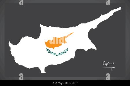 Cyprus map. Country poster with regions. Old grunge texture. Shape of ...