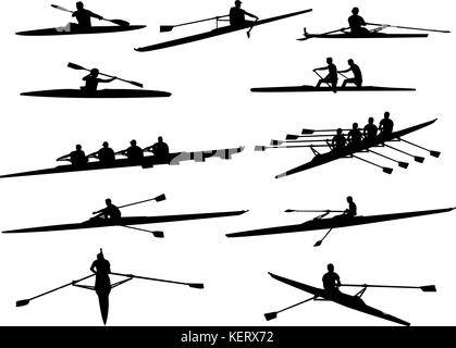 Rowboat Icon Rowing Row Boat Kayak Rower Sport Vector Black White ...