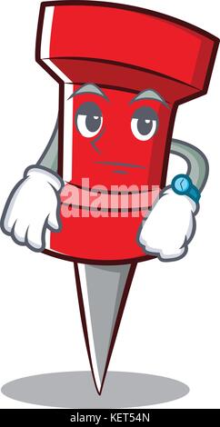 Cartoon character of red push pin with smile expression. Vector ...