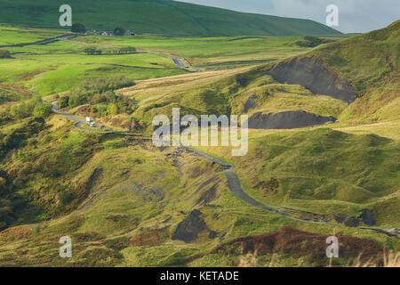 View of Mam Tor from Winnats Pass near Castleton in the Peak District ...