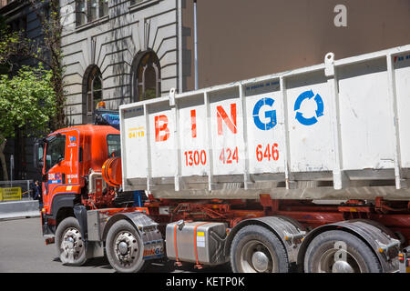 Bingo skip container lorry in Sydney city centre,New South Wales ...