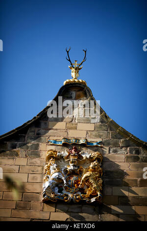 EDINBURGH, SCOTLAND, EUROPE - Coat of arms heraldry on exterior of ...