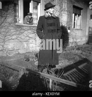 A historical photograph from 1940 showing the Rivne Theatre in Ukraine ...