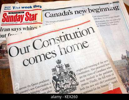 Canada's new Constitution formed on April 1982 in Ottawa,Ontario,Canada ...