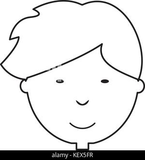 flat line uncolored man head over white background vector illustration ...