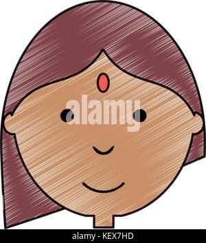 colored woman face doodle over white background vector illustration ...
