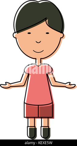 flat line colored man with open arms over white background vector ...