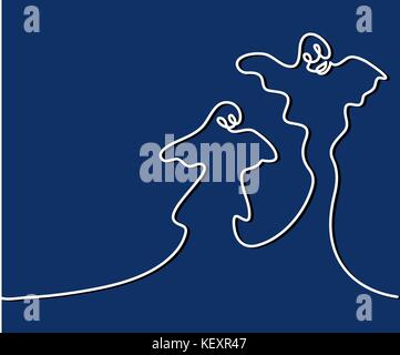 evil ghost line icon vector. evil ghost sign. isolated contour symbol ...