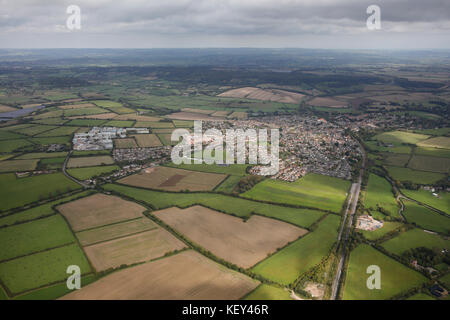 An aerial view of the town of Somerton in Somerset, South West England ...